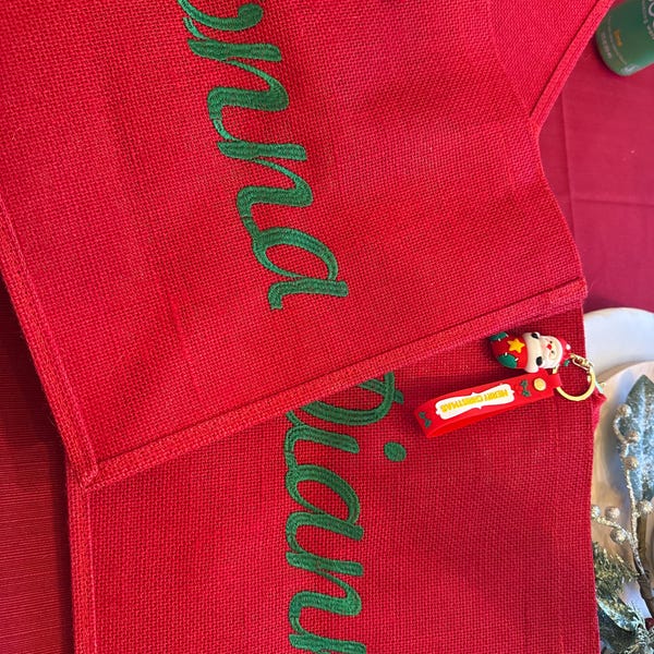 Personalized Burlap Bags, Custom Name Christmas Gift Bags, Christmas ...
