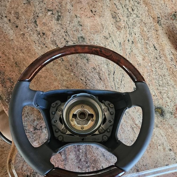 Mercedes Benz W208 Wood Steering Wheel W210 Bird Eye Black Leather ...