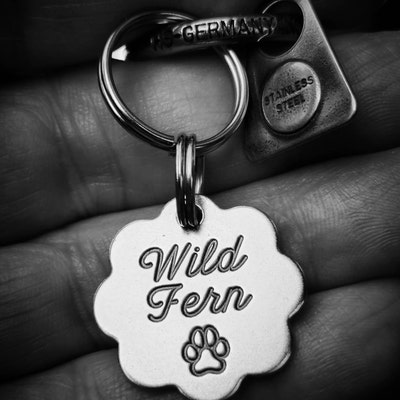 Dog Tag script Font, Flower Dog Tag, Nickel Dog Tag, Pet ID Tags ...