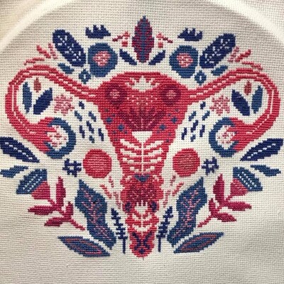 Female Ovary Cross Stitch Pattern, Funny Cross Stitch, Flower Theme ...