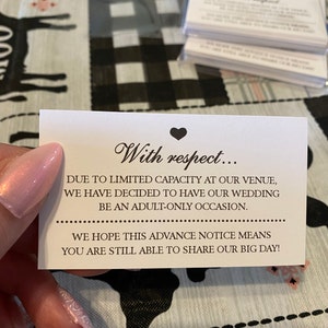 No Kids / No Children Allowed at Wedding Invitation Insert / Adult Only ...