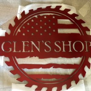 Custom American Flag Workshop Sign Metal Shop Sign Free - Etsy