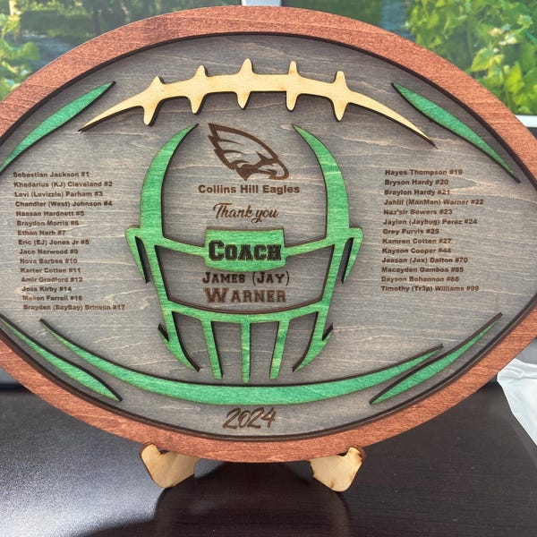 Football Coach Gift Plaque - Personalized Football Present - Etsy