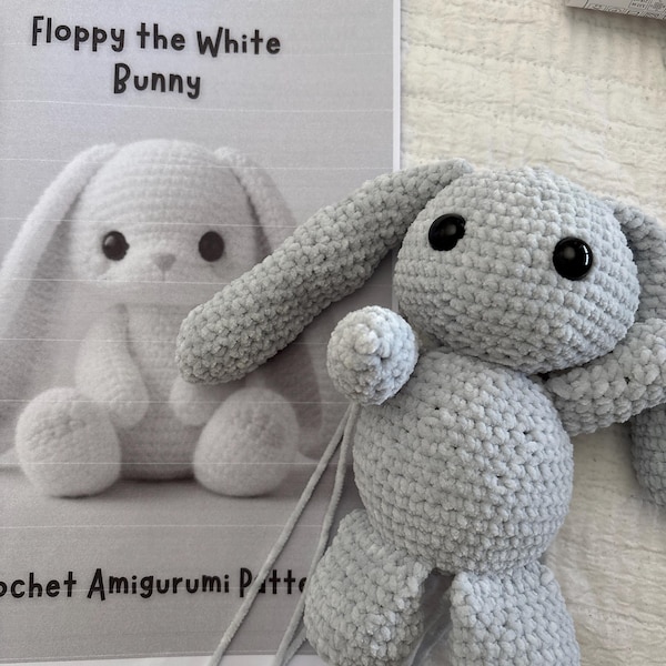 Floppy White Bunny Crochet Pattern - Soft Amigurumi Rabbit Plush Toy ...