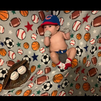 Crochet Chicago Cubs Inspired Outfit, Sports Outfit, Baby Costume Ideas ...