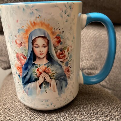 Blessed Virgin Mary Wall Clock Catholic Decor Blessed Mother Gift ...