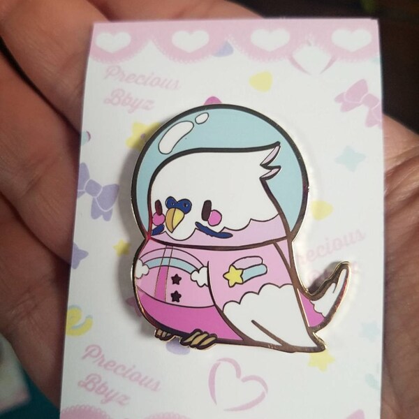 Astro Birb Kawaii Enamel Pin Pastel Space Budgie Parakeet Enamel Pin - Etsy