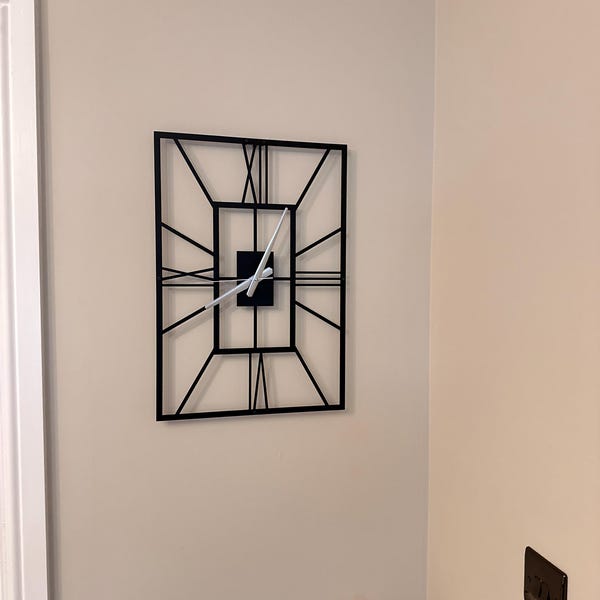 Rectangle Metal Wall Clock With Roman Numerals, Large Rectangular Wall ...