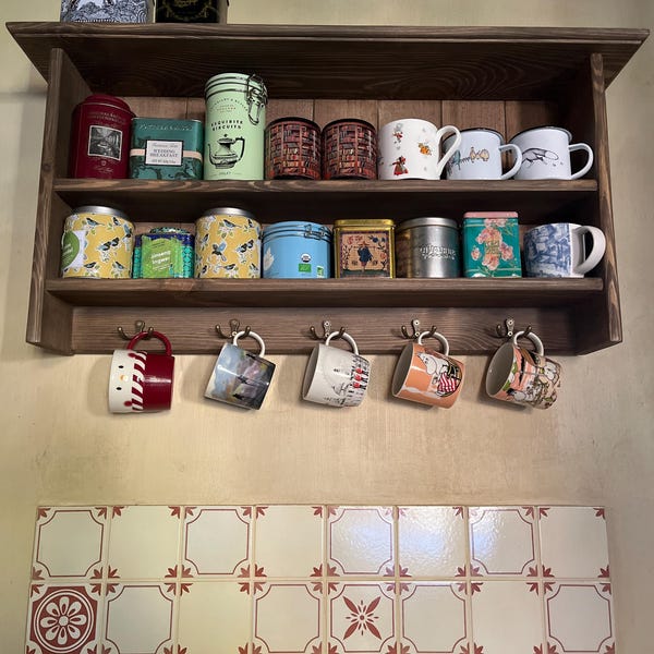 S99 Handcrafted Wooden Cottage Shelving: Wall Hanging Cupboard With ...