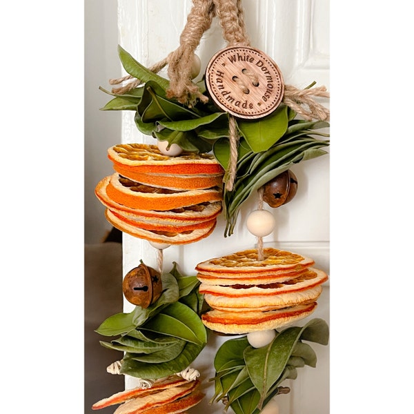 Dried Fruit Garland Handmade Baked Orange Slices Lemon Bay Rum Leaves ...