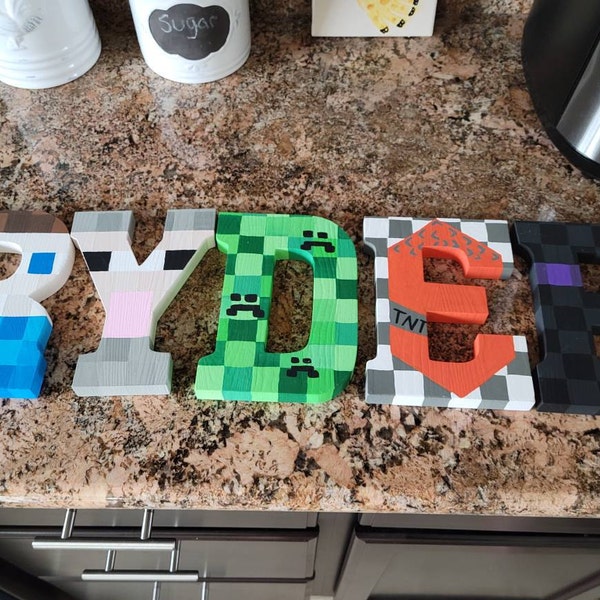 Minecraft Wooden Letters/hand Painted Letters/boys Room Decor/steve ...