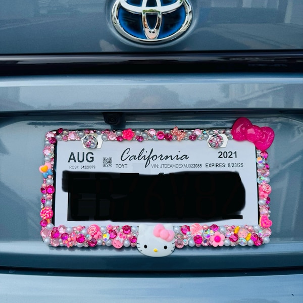 3D Bling License Plate Frame Gold Gray Clear AB Clear Crystals Hand ...