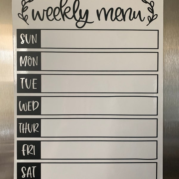 Weekly Menu - Kitchen Menu Digital Cut File - Svg, Dxf, Png, Eps - Etsy