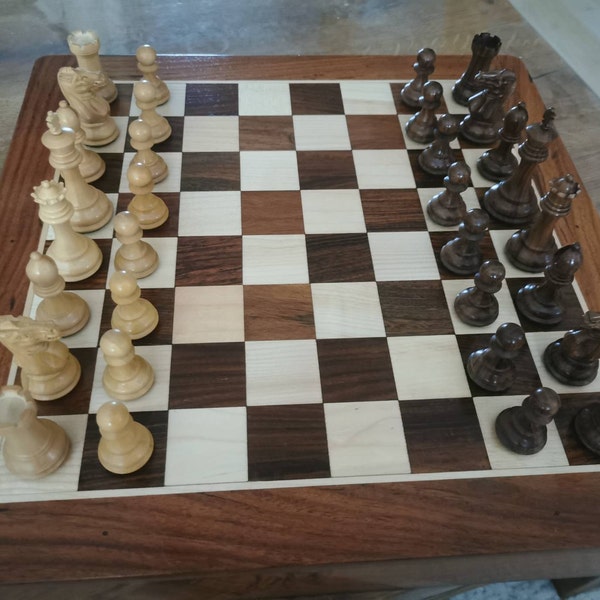 Art Deco Complete Aluminum Chess Set 3.5" Metal Pieces With 14" Metal ...