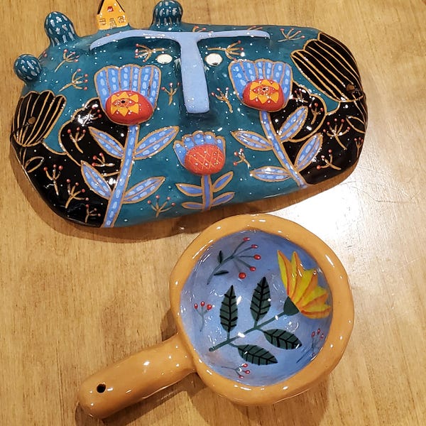 Sgraffito Pottery Plate With White Horse / Sgraffito Ceramic Platter ...