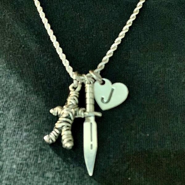 Voodoo Doll With Heart Initial Stainless Steel Rope Necklace - Etsy