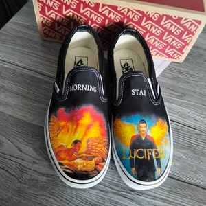 Custom Point Break Inspired Black Slip on Vans keanu Reeves / Patrick ...