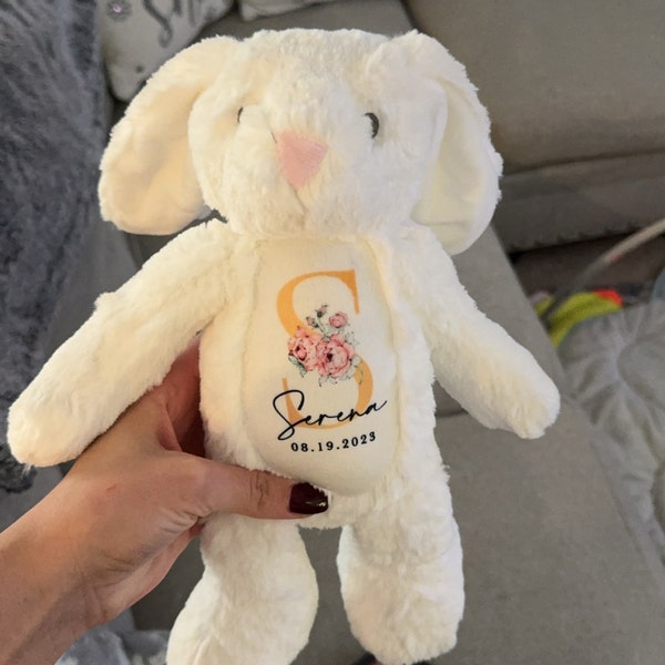 Personalised Bunny Rabbit, New Baby Gift, Personalised Plush Soft Toy ...