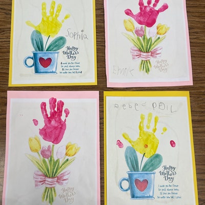 Mother's Day Flower / Handprint Hand Art Craft Mom Mum / Kids Baby ...