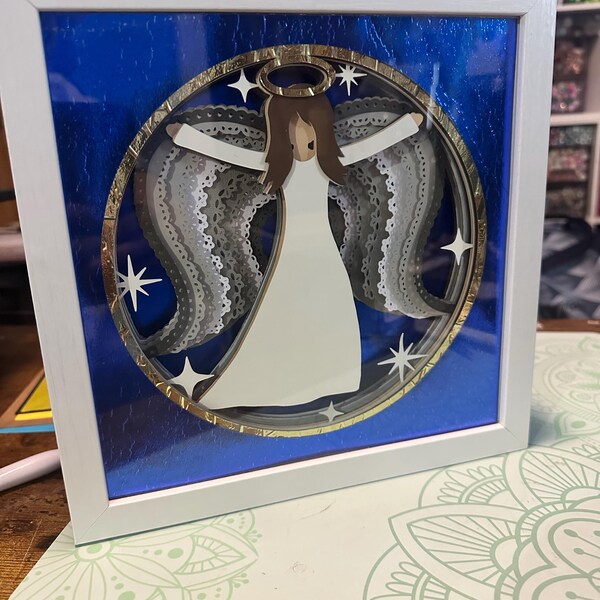 Angel Shadow Box Svg, Angel Shadow Box, Angel Svg, 3d Angel Svg, 3d Svg ...