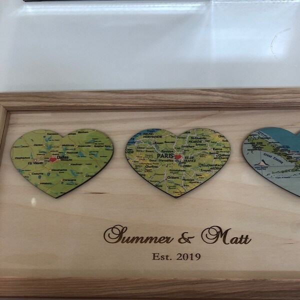 3 Personalized Map Heart Art Newlywed Gift Heart Map Print Romantic ...