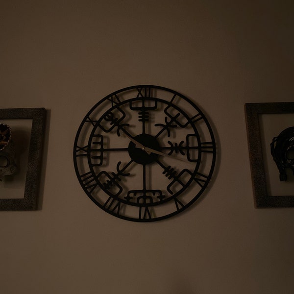 Vegvisir Metal Wall Clock, Vikings Pattern Metal Wall Clocks, Viking ...