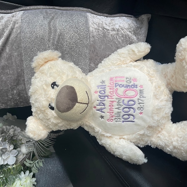 Personalised Teddy Bear, Embroidered Baby Teddy, New Baby Gift, Full ...