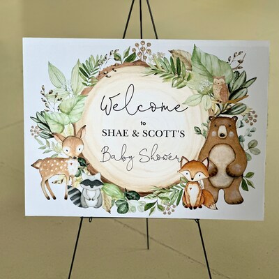 EDITABLE Greenery Woodland Baby Shower Welcome Sign. Rustic Forest ...