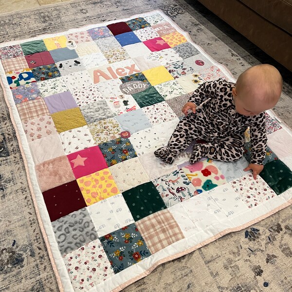 Handmade Patchwork Baby Quilt Handmade by Mum&me Blue - Etsy