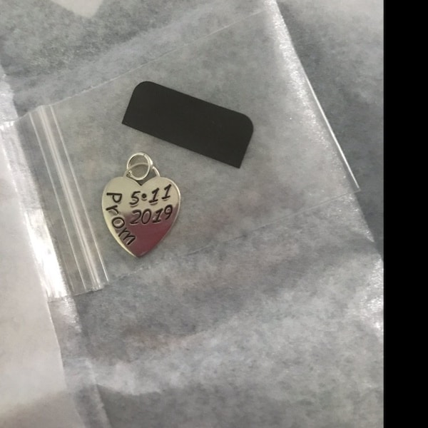 Prom Charm Promposal Custom Date Heart Charm Pendant for Her - Hand ...