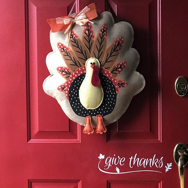 Give Thanks Door Decal - Thanksgiving Vinyl Decal - Fall Holiday Decor ...
