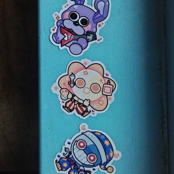 FNAF Inspired Stickers Ft. Freddy, Bonnie, Chica, Foxy, Sun, Moon ...
