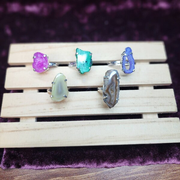 Amethyst Crystal Rings, Handmade Ring, Silver Overlay Rings, Vintage ...