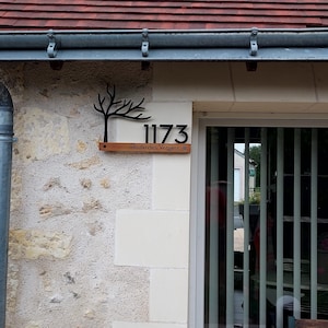 Modern House Numbers Tree 02 Wooden & Acrylic Signs African Teak Iroko ...