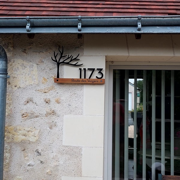 Modern House Numbers - Tree 02 Wooden & Acrylic Signs - African Teak ...