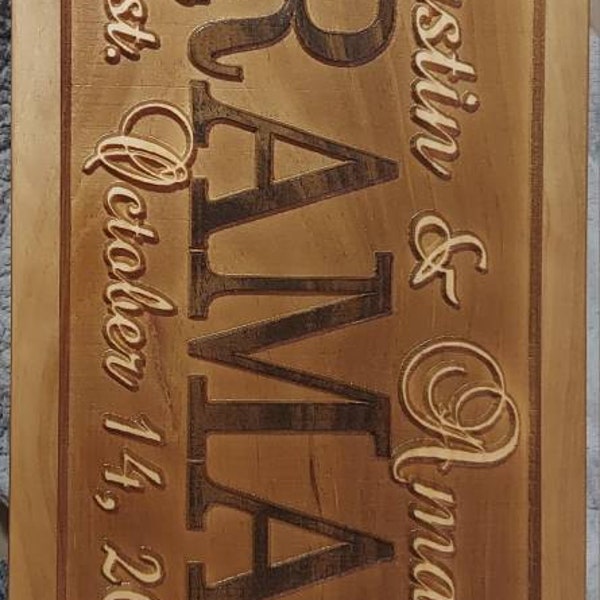 Custom Carved Wood Name Sign, Personalized Wedding Gift - Etsy