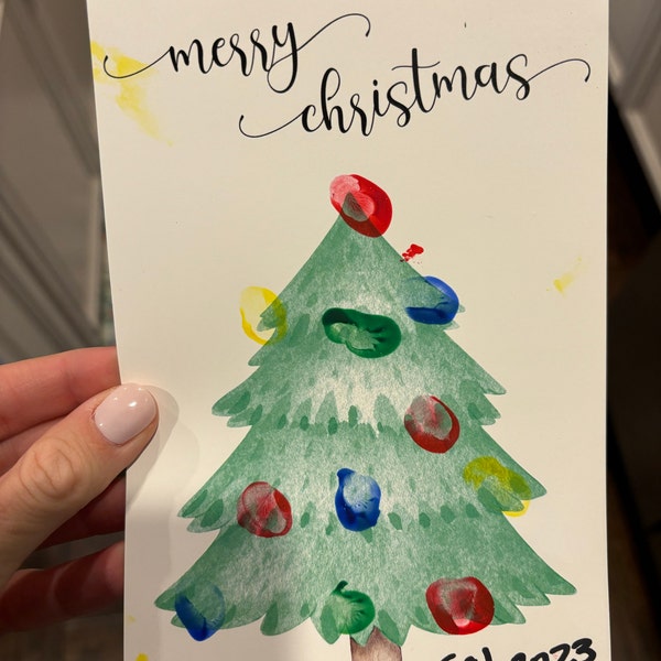 Christmas Card From Kids, Thumbprint Craft for Toddlers, DIY Christmas ...