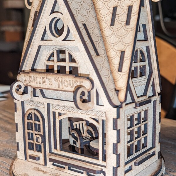 Santa Claus House Laser Cut File, SVG Plan for Glowforge and Cutting ...