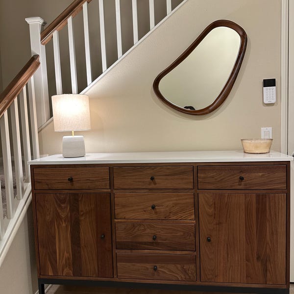 Handmade Real Walnut Wood Framed Asymmetrical and Irregular Modern Home ...