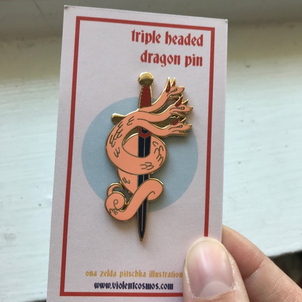 Triple Headed Dragon Dagger Pin - Etsy