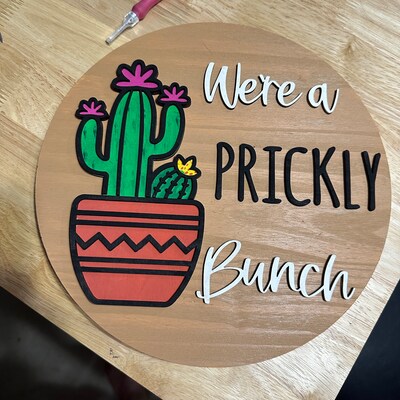 We're A Prickly Bunch Cactus Sign, Digital Download, Round Door Hanger ...