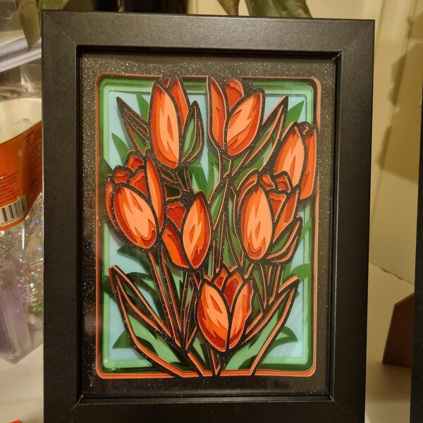 Mountain Lake Sunset Shadow Box SVG Template, Layered Cardstock Project ...