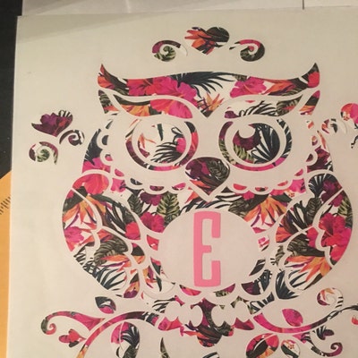 Owl Monogram Vinyl Decal Sticker Die Cut Custom Car Window Laptop ...