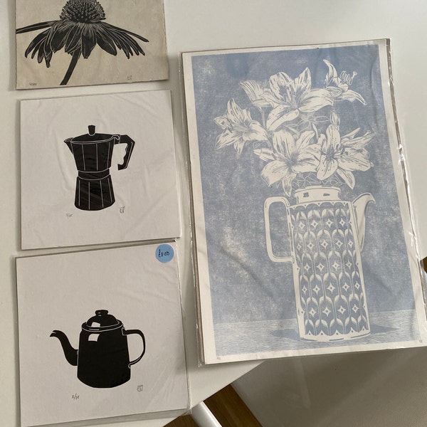 Lilly Floral Lino Print - Etsy