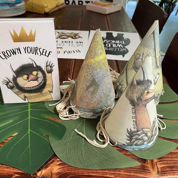 Where the Wild Things Are Printable Party Hats, Birthday Hats, Wild One ...