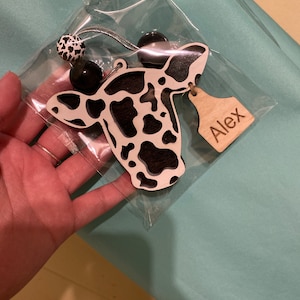 Cow Car Charm With Beads, Personalized Engraved Cow Car Charm , Name ...