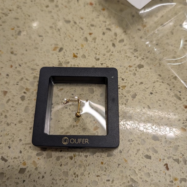 14K Solid Gold Vertical Helix Piercing/hidden Rook Dangle Earring ...