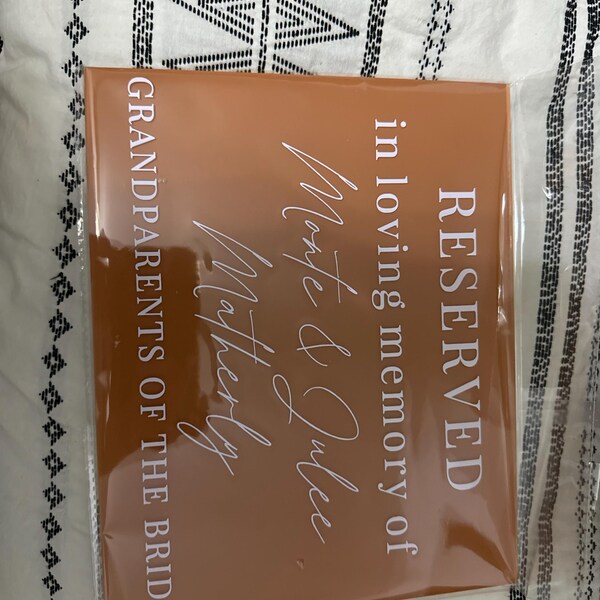 Reserved in Loving Memory Wedding Sign, Reserved Seat Sign, This Seat ...