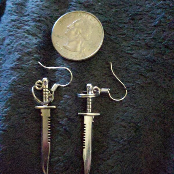 Dagger Silver Earrings | Emo Goth Cool Fashion Rock Tattoo - Etsy