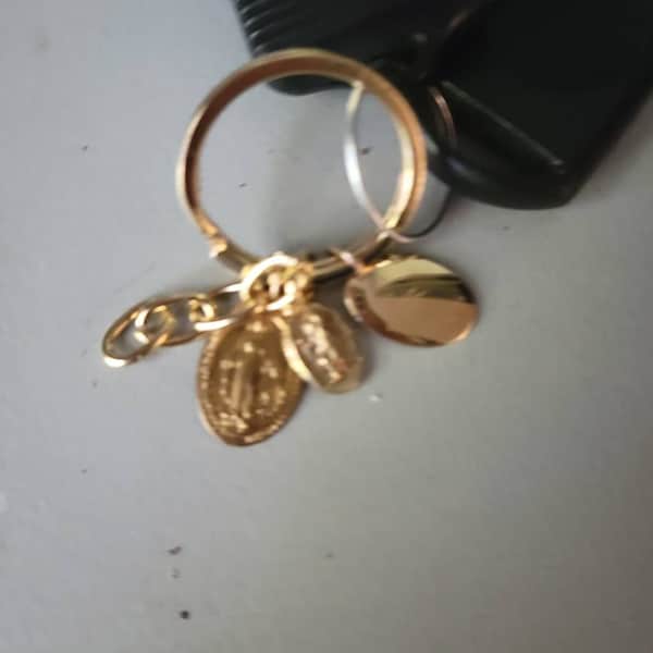 30mm 24 K Shiny Gold Plated Key Chain Rings With Attached Chain , Split ...